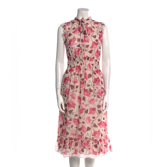 kate spade | Dresses | Kate Spade Silk Nouveau Bloom Smoked Dress Pink ...
